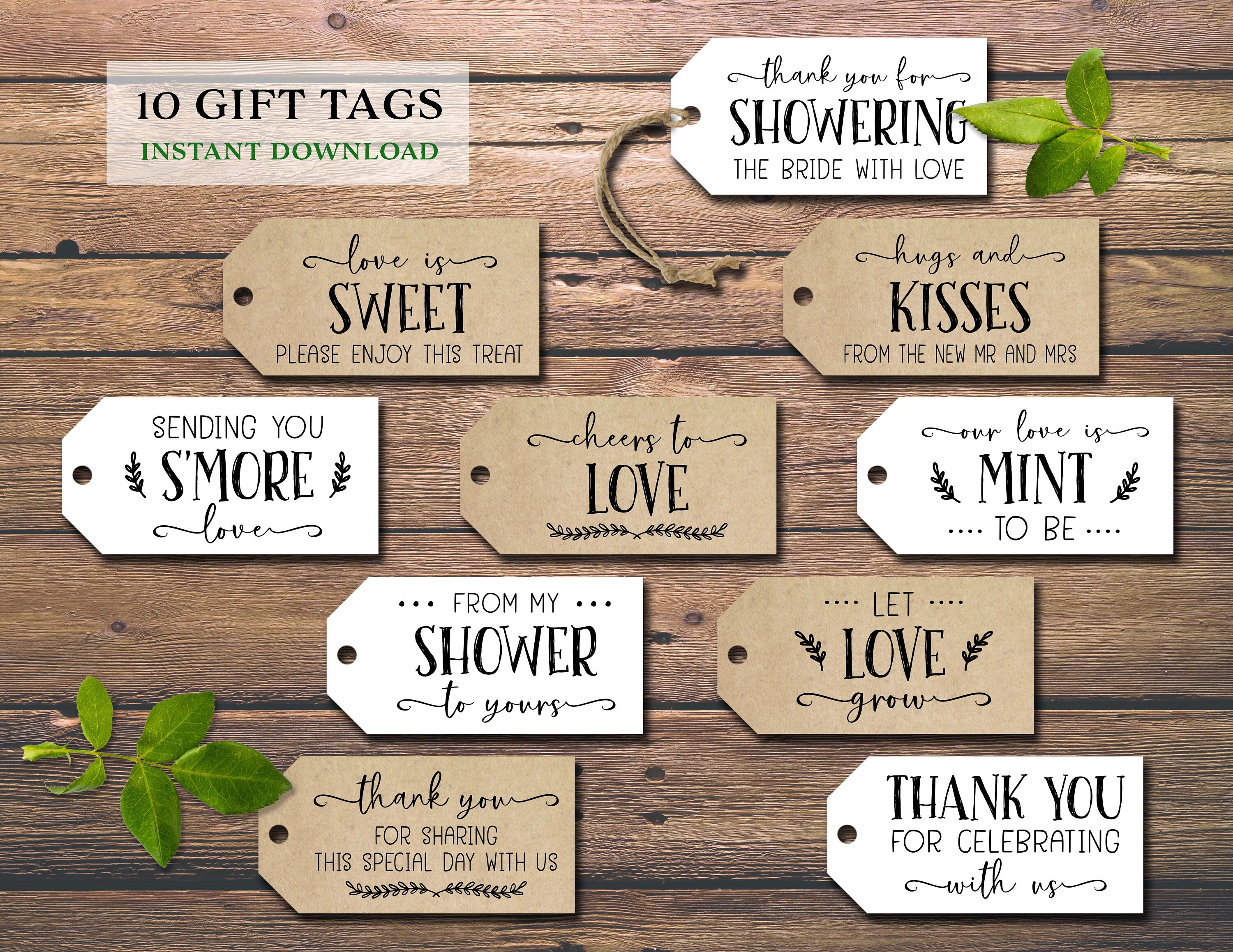 Bridal Shower and Wedding Gift Tags. Instant Download | Etsy