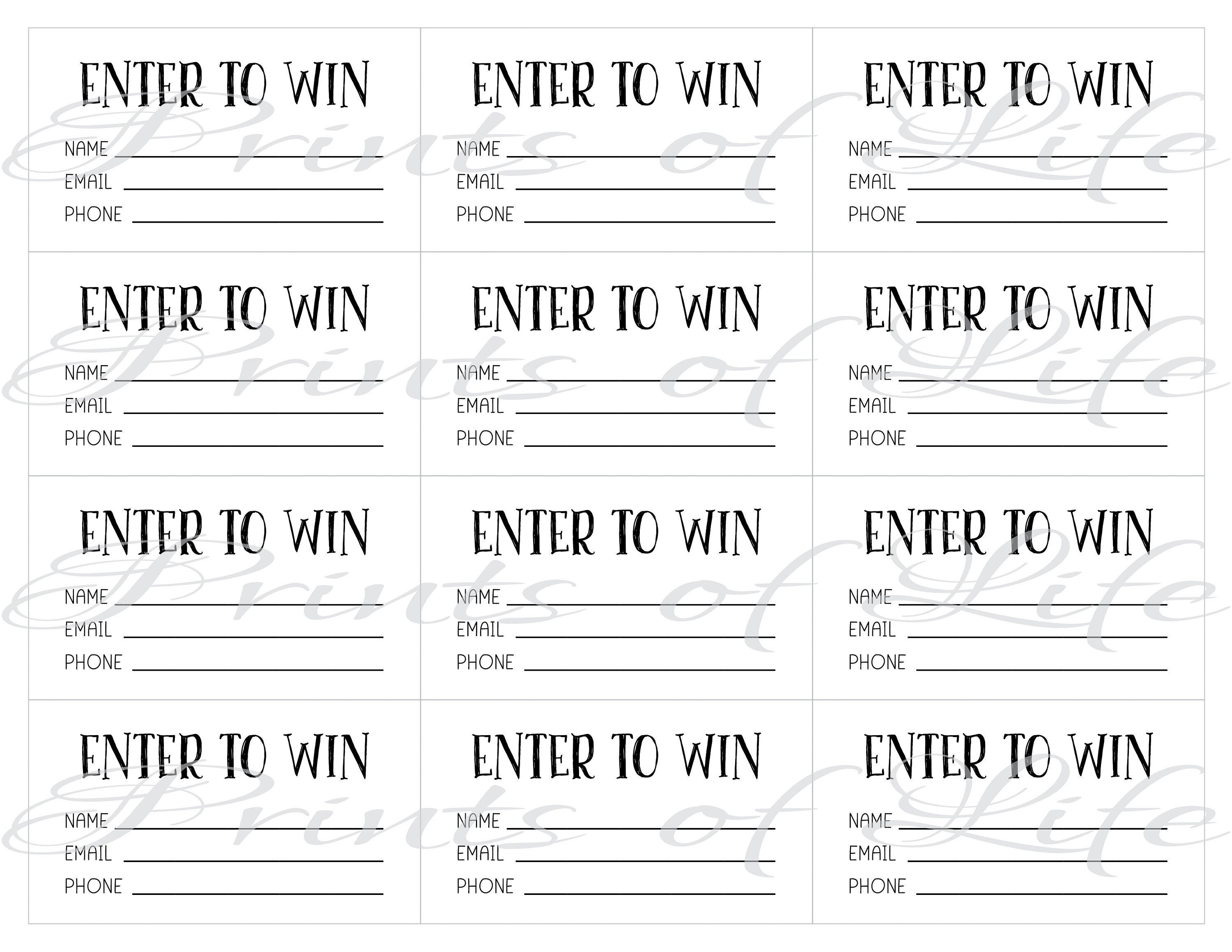 Enter to Win. Tickets. Instant Download Printable. Raffle - Etsy