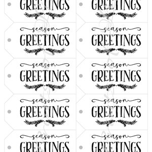 Christmas Gift Tags. Season Greetings. Instant Download Printable ...