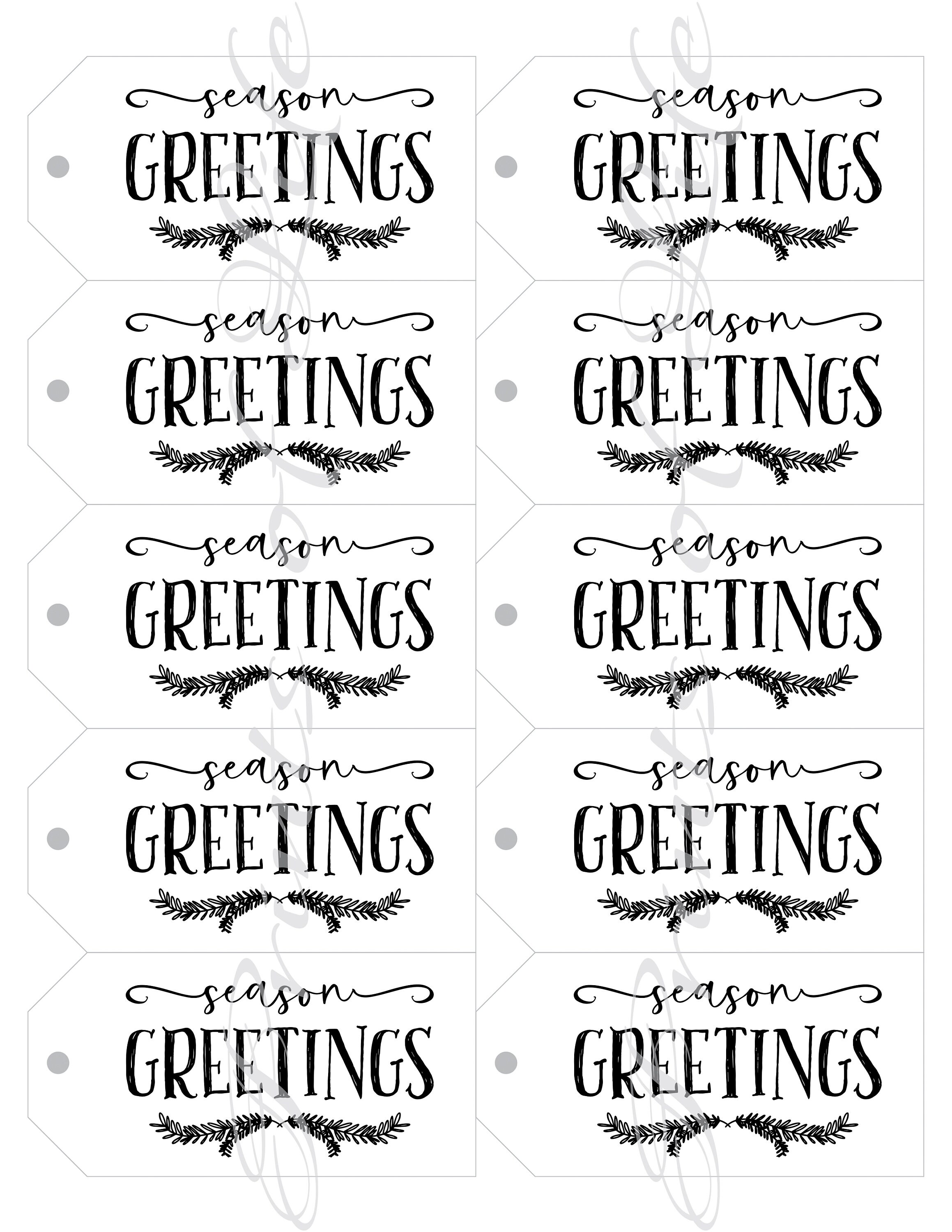 Christmas Gift Tags. Season Greetings. Instant Download - Etsy