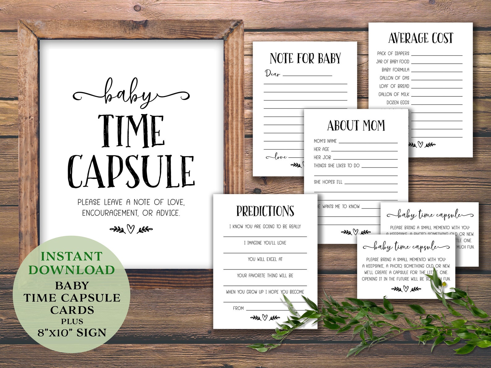 Baby Time Capsule. Instant Download Printable. Baby Shower Gift Idea ...