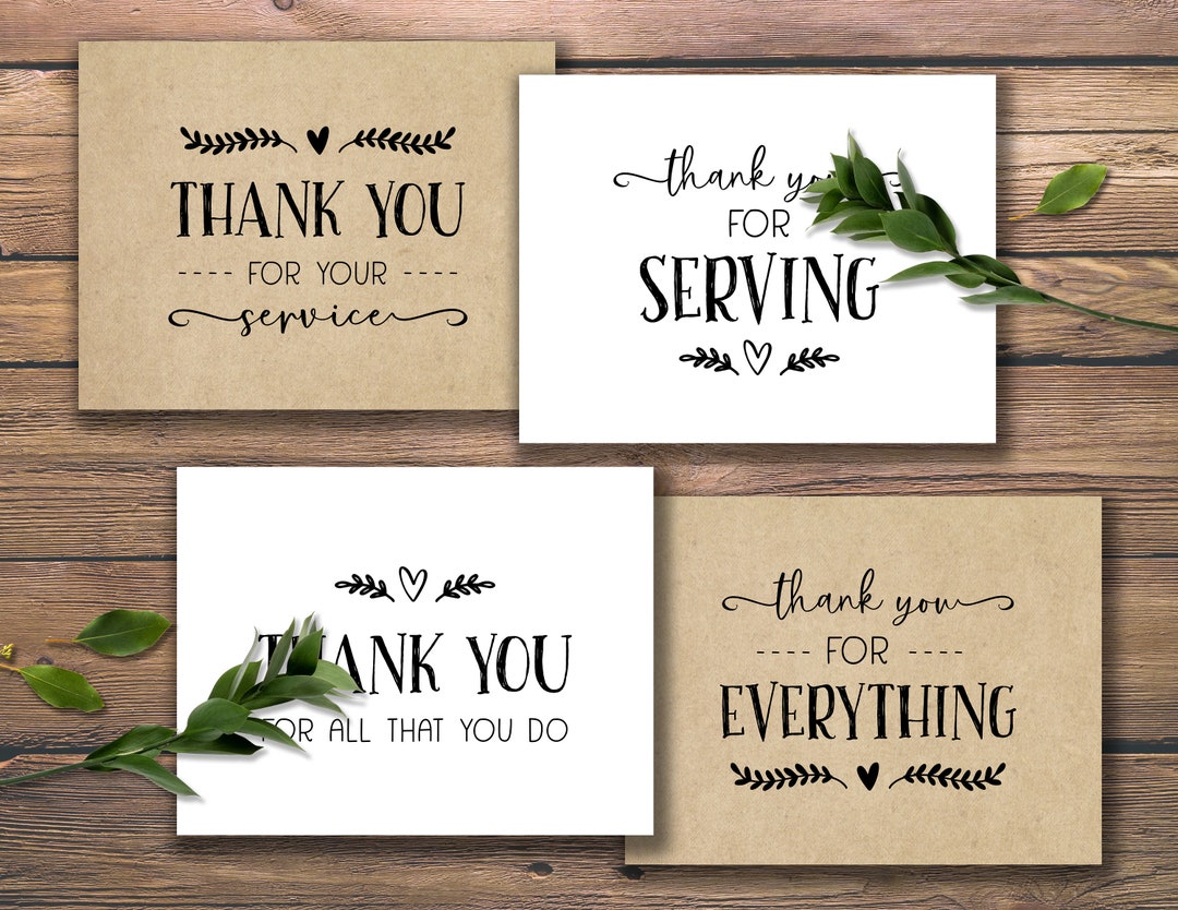Thank You for Service Cards. Appreciation Package Gift Tags. Instant ...