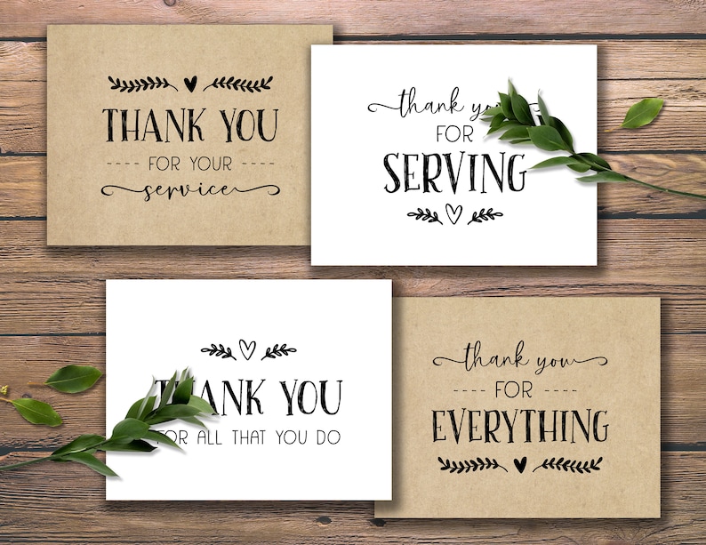 Thank You for Service Cards. Appreciation Package Gift Tags. Instant ...