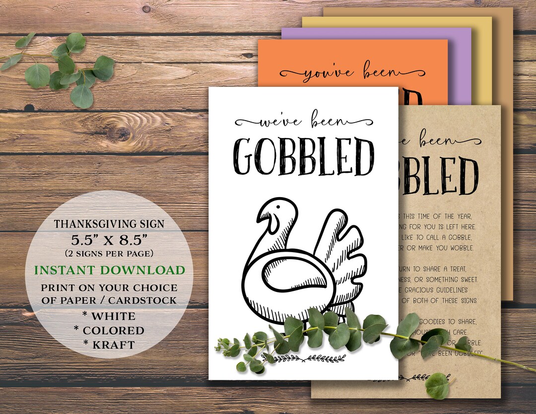 You've Been Gobbled. Instant Download Printable. Thanksgiving Game. We ...