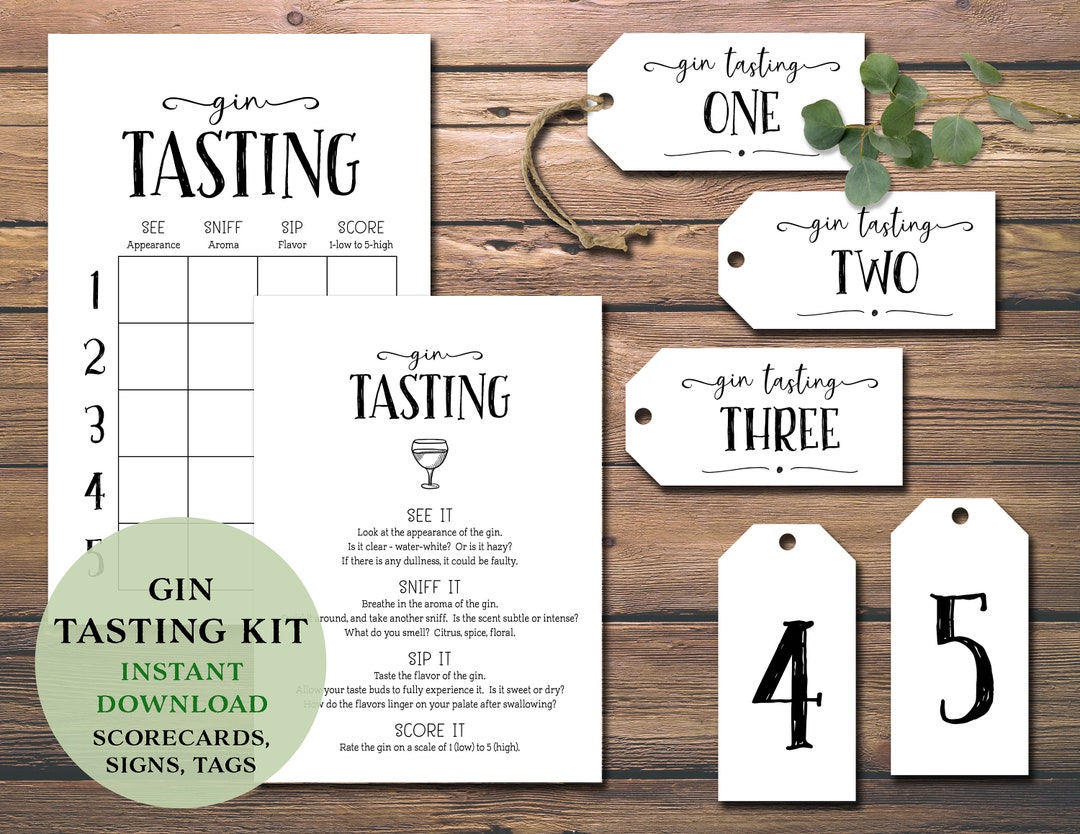Gin Tasting Party Kit. Instant Download Printable. Score Card, Placemat ...