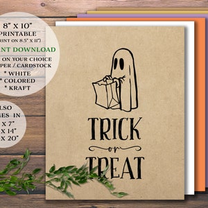 Trick or Treat Sign. Halloween Ghost Decor. Instant Download Printable ...