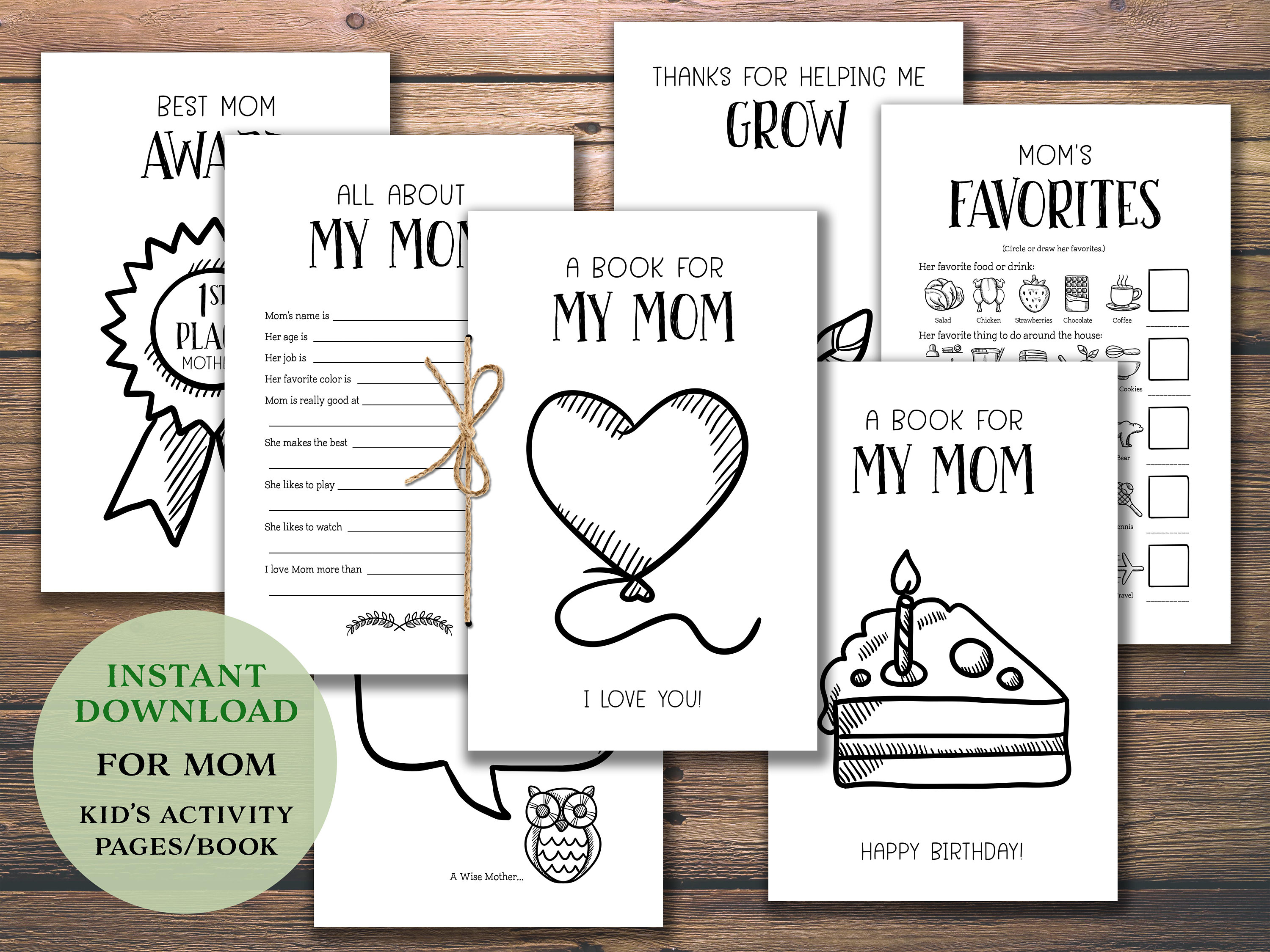 A Book for My Mom. Instant Download Printable. Mother's Day Activity ...