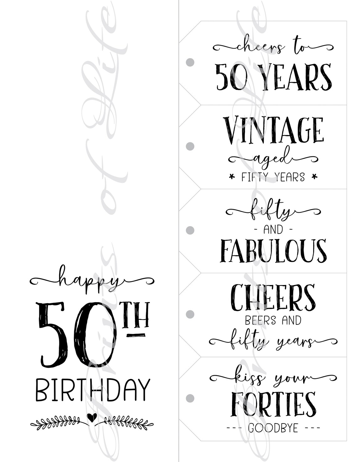 50th Birthday Card & Gift Tags. Instant Download Printable. | Etsy