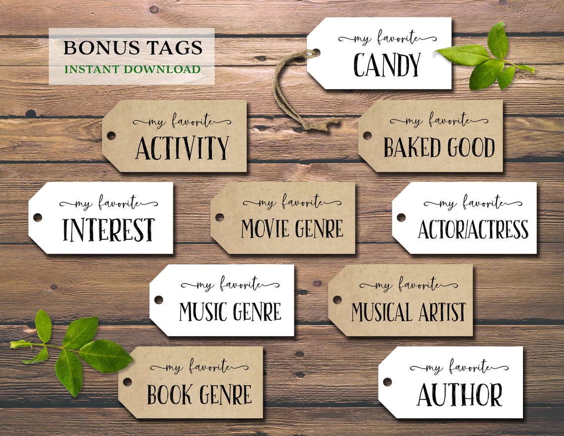 My Favorite Things. Christmas Gift Tags & Card. Instant | Etsy