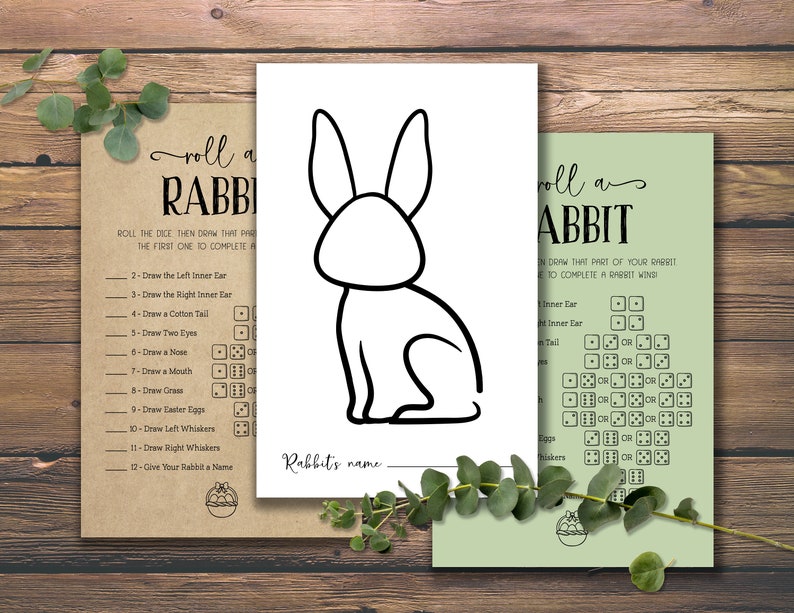 Roll a Rabbit Dice Game. Instant Download Printable. Easter Coloring ...