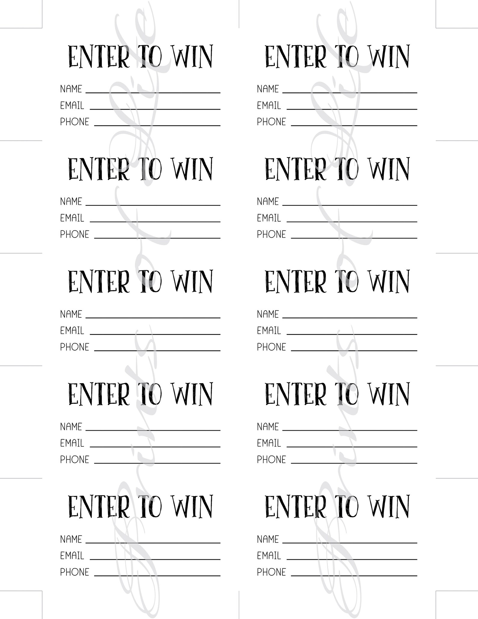 Enter to Win. Tickets. Instant Download Printable. Raffle Ticket and ...