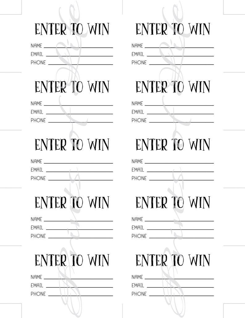 Enter to Win. Tickets. Instant Download Printable. Raffle Ticket and ...