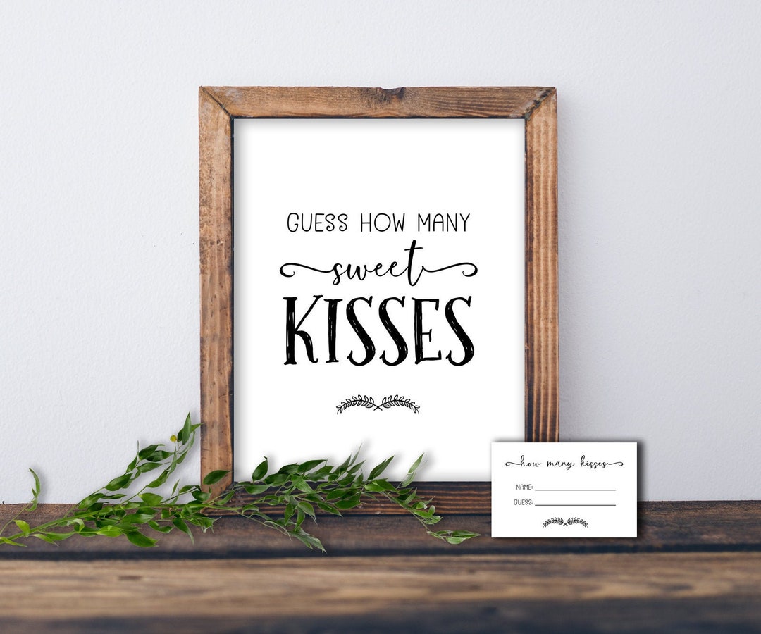 Guess How Many Sweet Kisses Sign. Instant Download Printable. Wedding ...