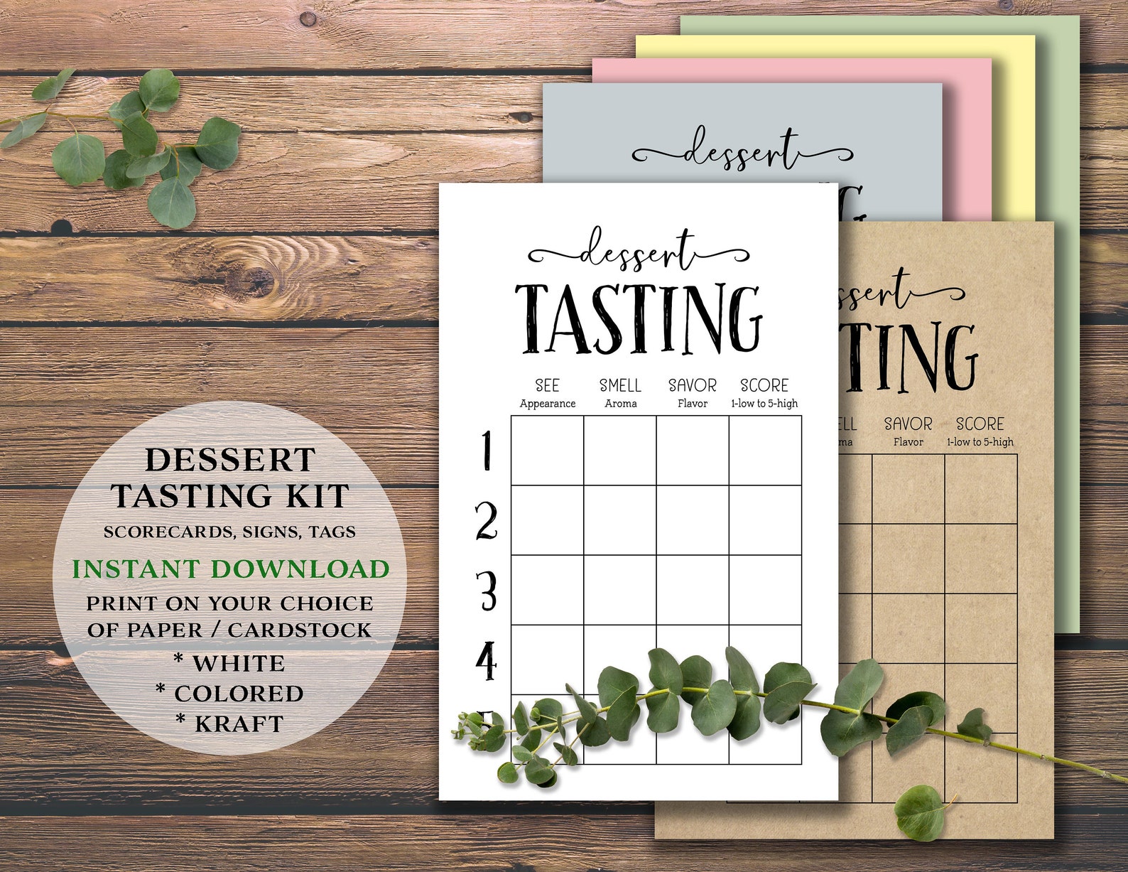 Dessert Tasting Party Kit. Instant Download Printable. Score Card ...