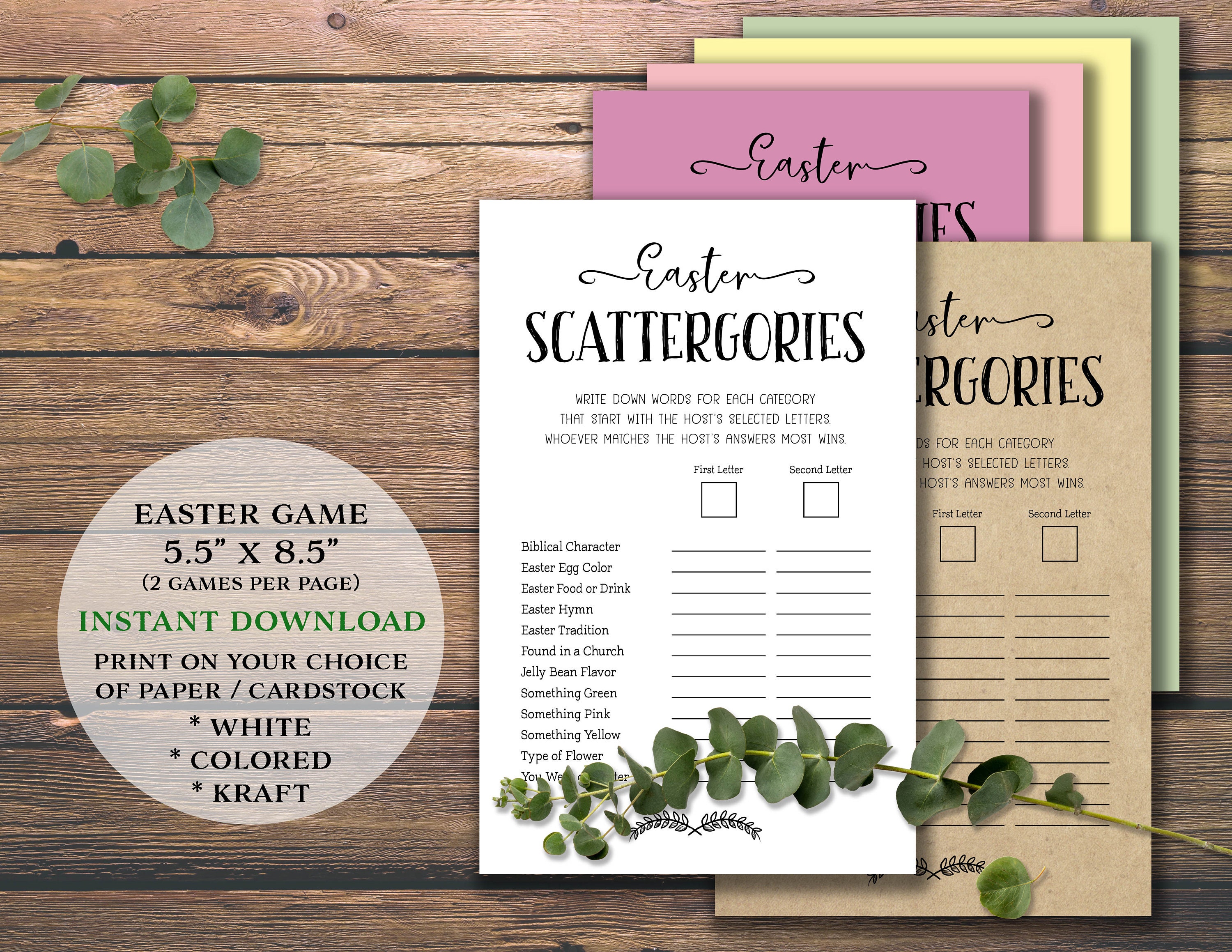 Easter Scattergories Game. Instant Download Printable. Family, Church ...
