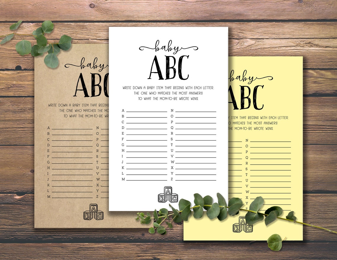 Baby ABC. Baby Shower Game. Instant download printable. For | Etsy