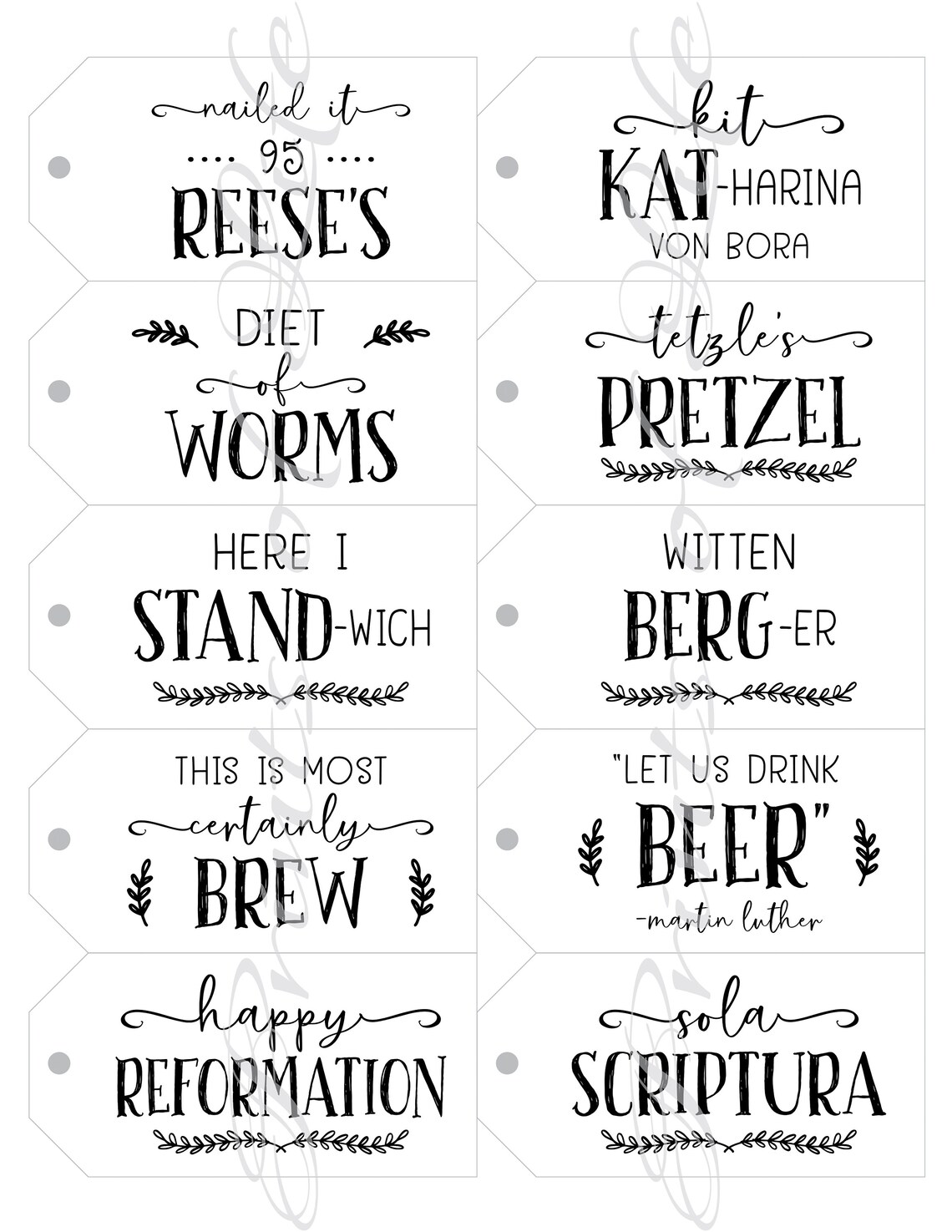 Reformation Gift Tags. Instant Download Printable. Kids Party - Etsy