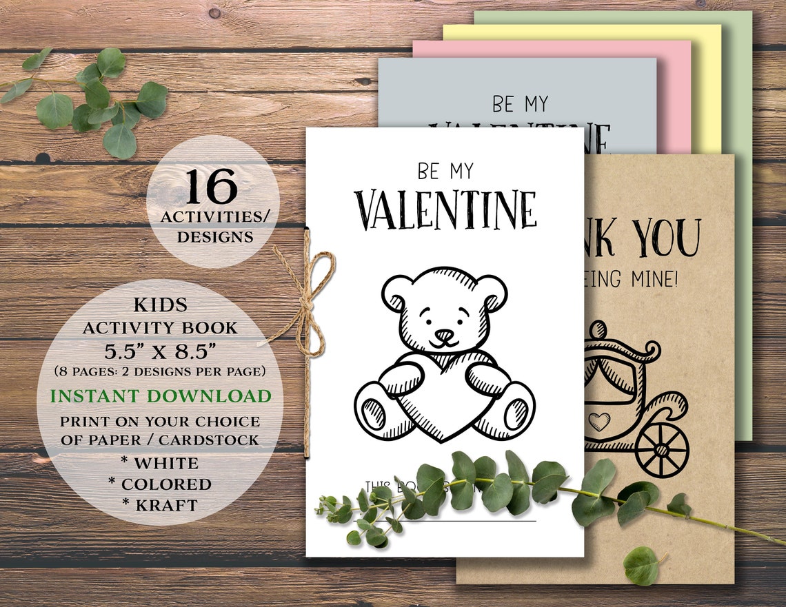Kids Valentine Activity Book. Coloring Book. Instant download | Etsy