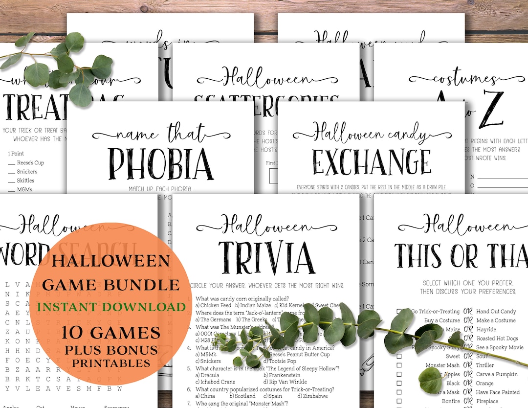 Halloween Party Games Bundle. Instant Download Printable. Trivia ...