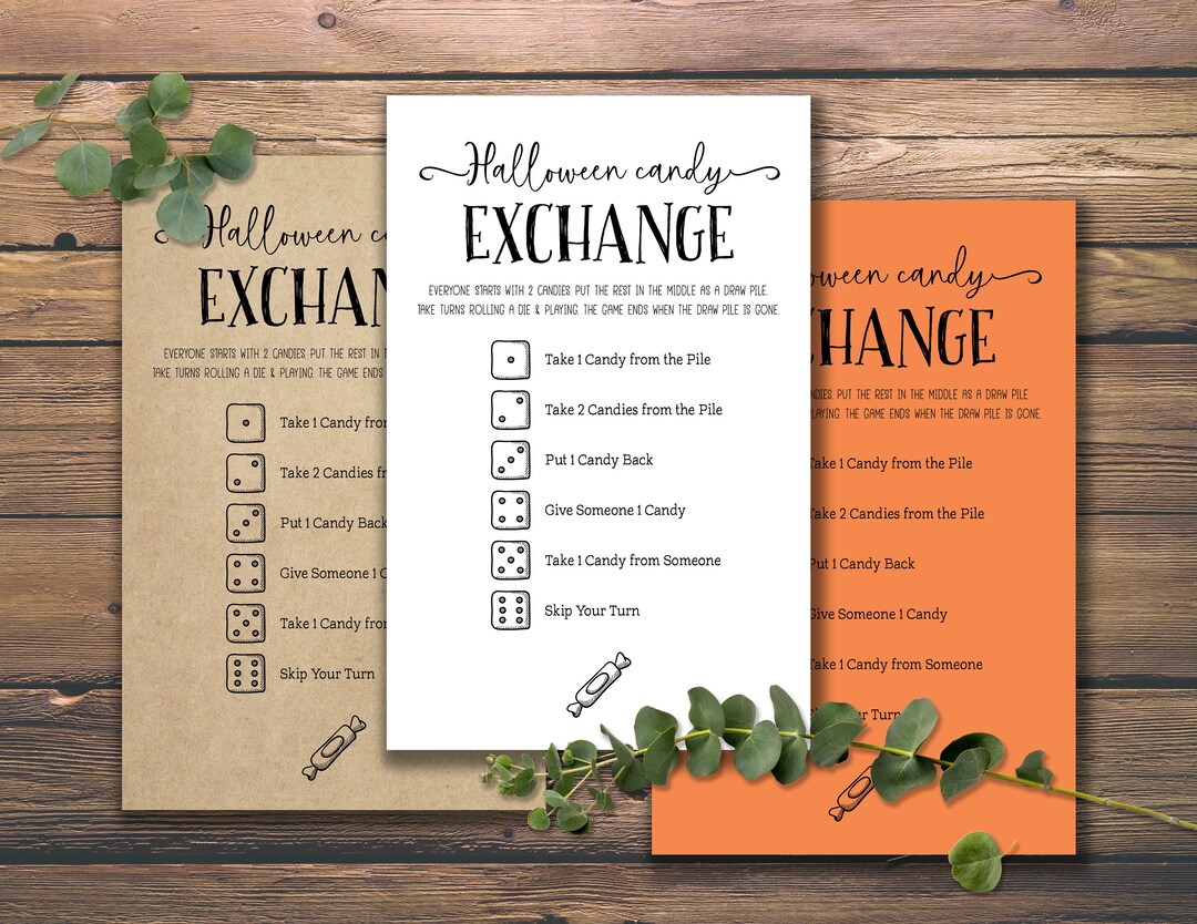 Halloween Candy Exchange. Candy Dice Game. Instant Download Printable ...