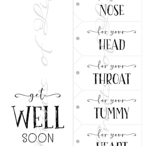 Get Well Soon Card & Tags. Instant Download Printable. Care Package ...
