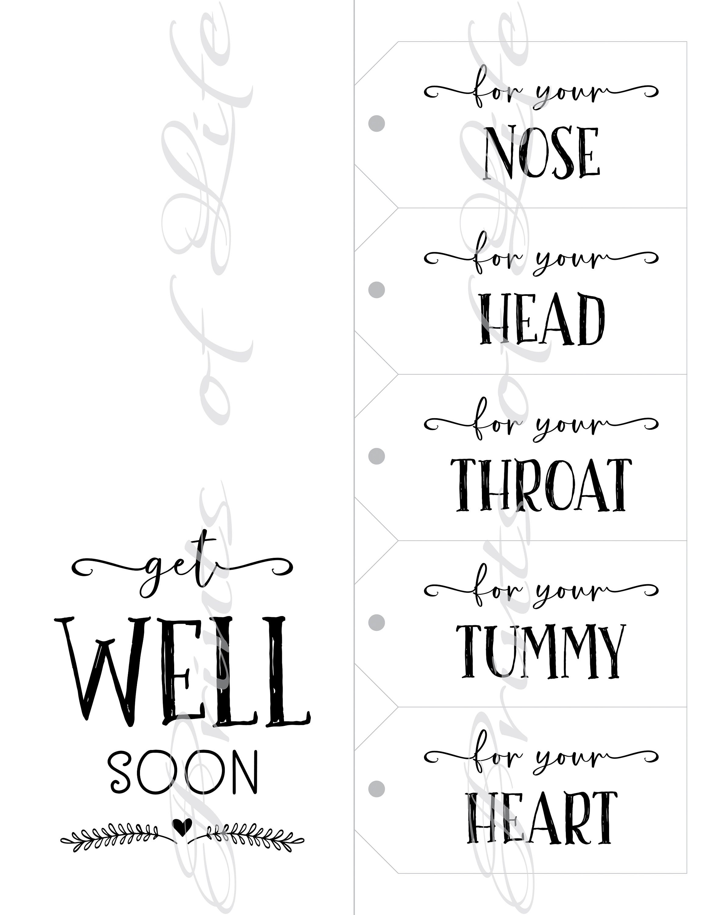 Get Well Soon Card & Tags. Instant Download Printable. Care - Etsy Canada