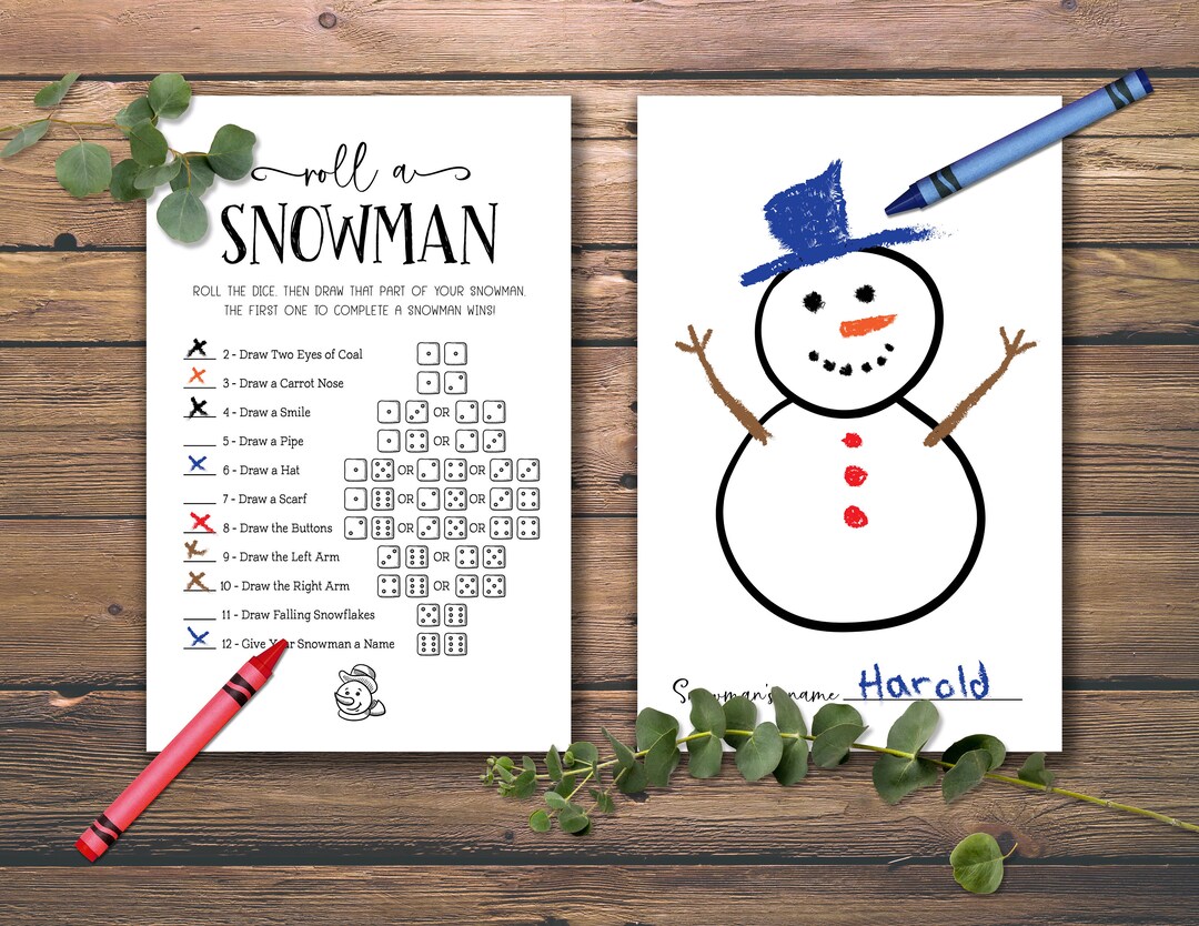 Roll a Snowman Dice Game. Instant Download Printable. Christmas ...