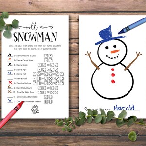 Roll a Snowman Dice Game. Instant Download Printable. Christmas ...