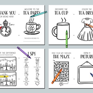 Kid's Tea Party Activity Book. Instant Download Printable. Children's ...