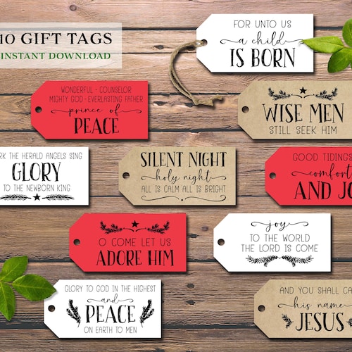 Printable Religious Christmas Gift Tags Bible Versus Holiday - Etsy