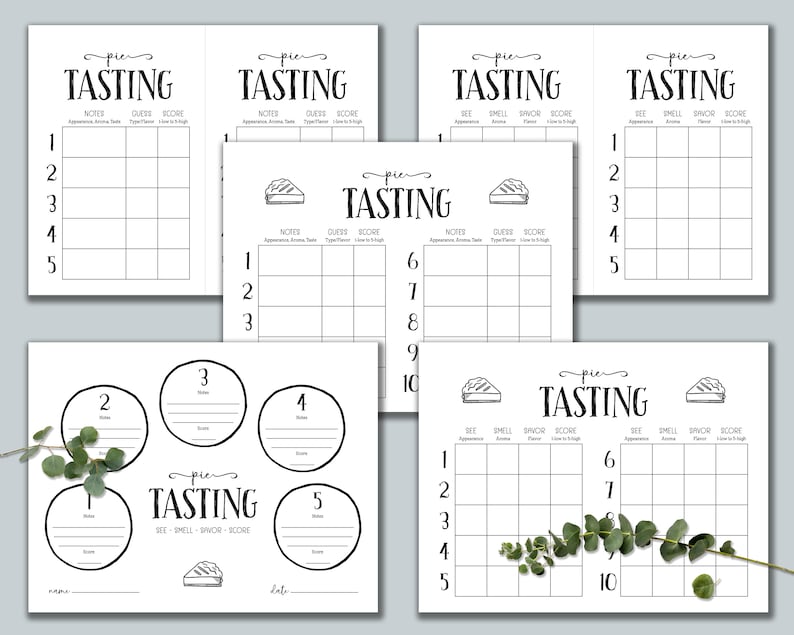 Pie Tasting Party Kit. Instant Download Printable. Score Card - Etsy