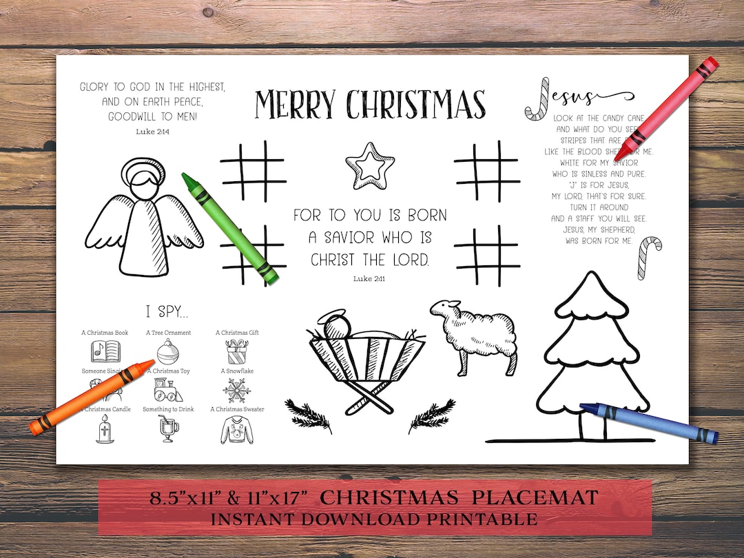 Christmas Placemat. Instant Download Printable. Kid's Christian ...