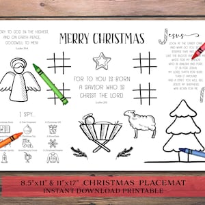 Christmas Placemat. Instant Download Printable. Kid's Christian ...