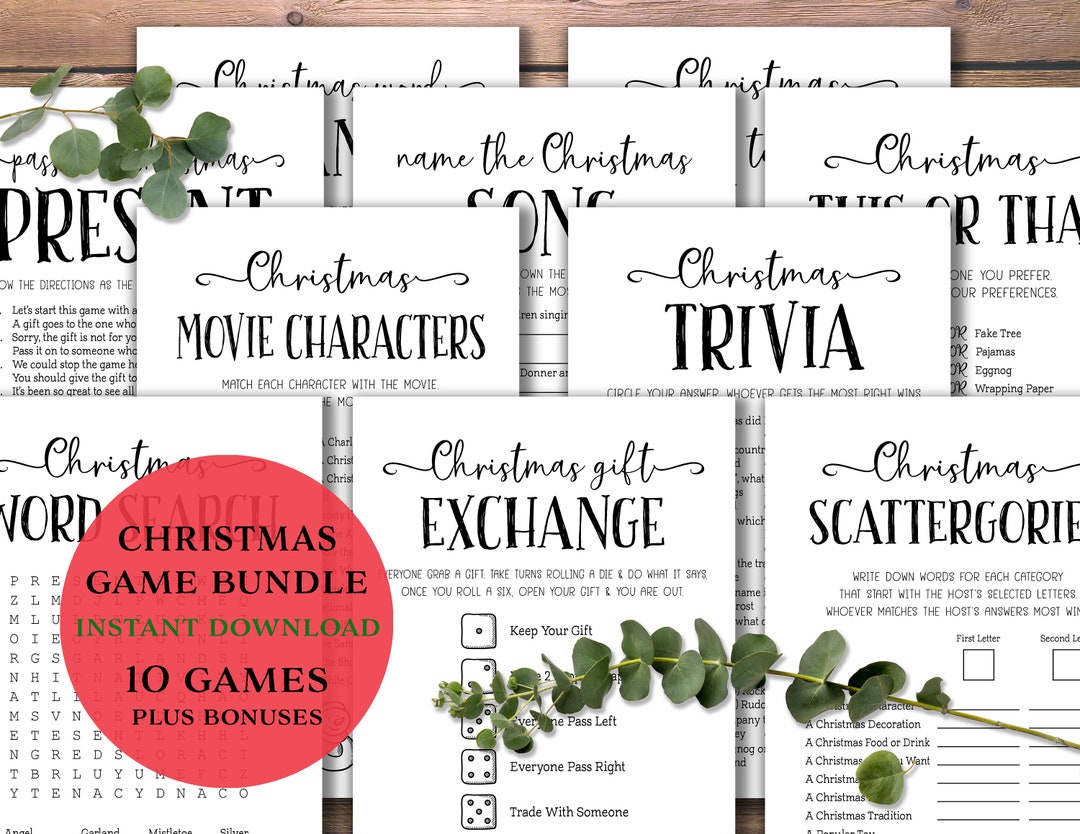 Christmas Games Bundle. Instant Download Printable. Holiday Party Pack ...