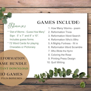 Reformation Games Bundle. Instant Download Printable. Holiday Marty ...