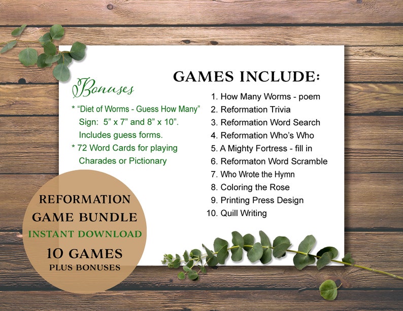Reformation Games Bundle. Instant Download Printable. Holiday - Etsy