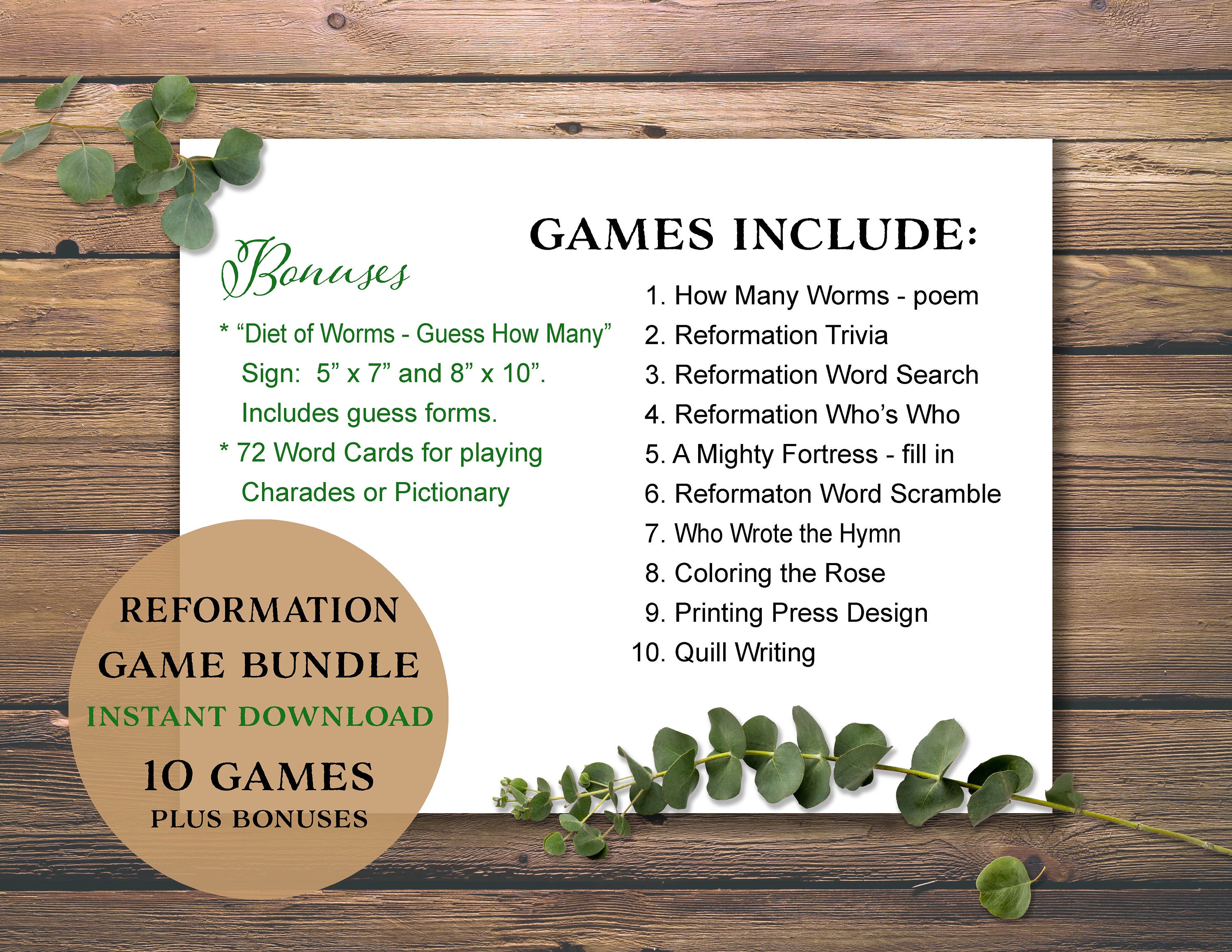 Reformation Games Bundle. Instant Download Printable. Holiday - Etsy