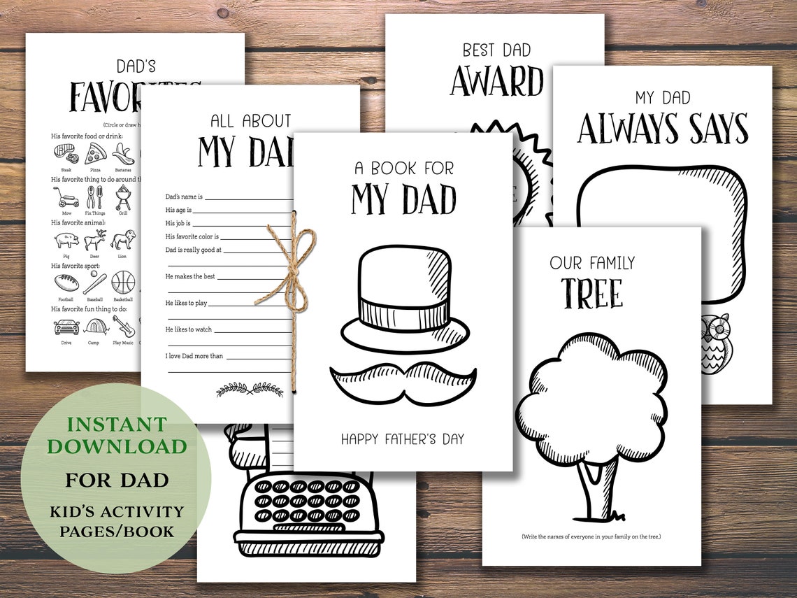 A Book for My Dad. Instant Download Printable. Father's - Etsy