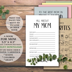A Book for My Mom. Instant Download Printable. Mother's Day Activity ...
