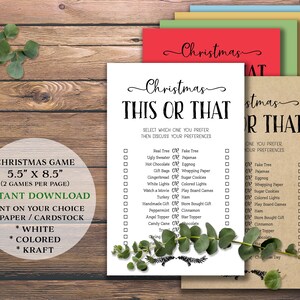 This or That. Instant Download Printable. Christmas Game. Rustic Fun ...