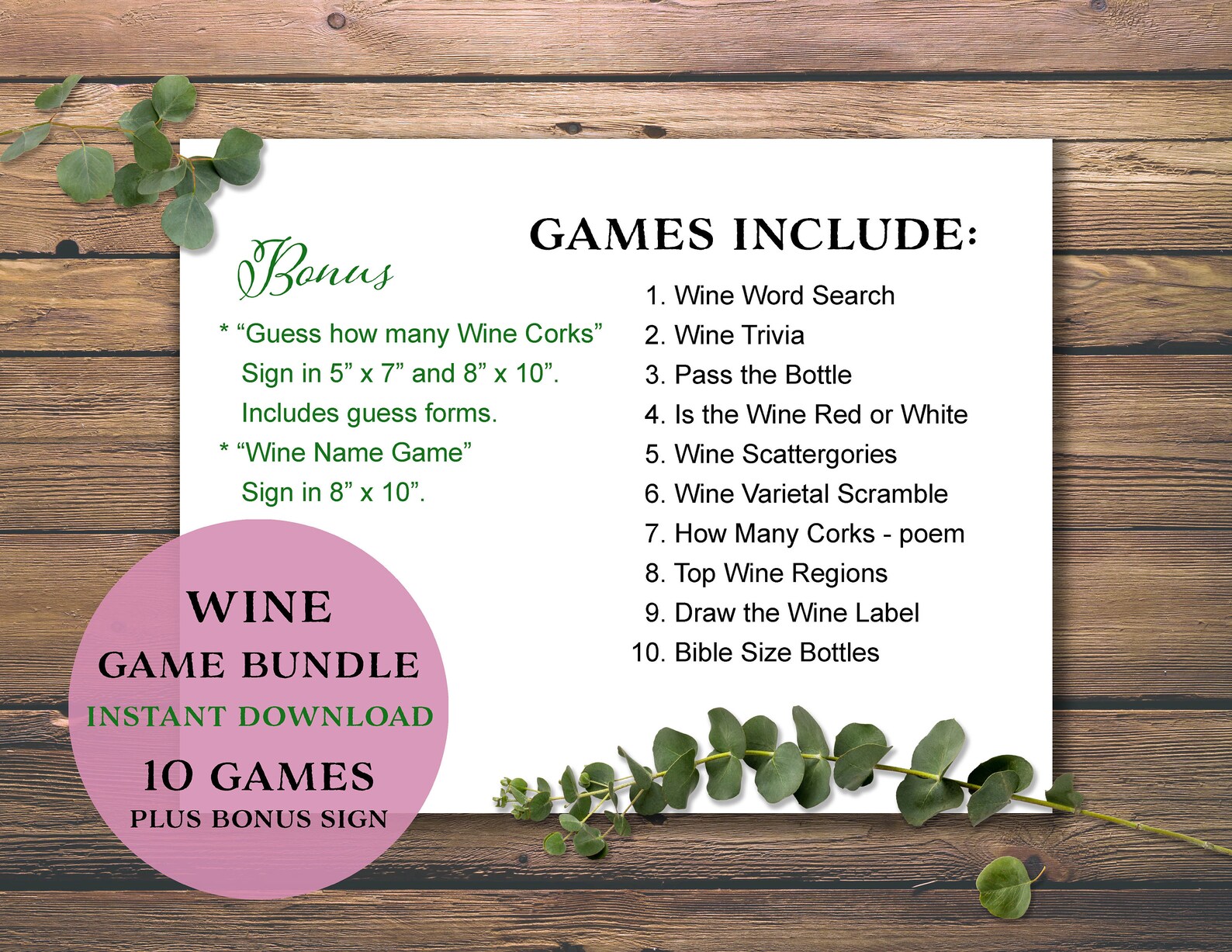 Wine Games Bundle. Instant Download Printable. Baby or Bridal - Etsy