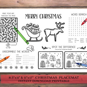 Kid's Christmas Table Placemat. Instant Download - Etsy