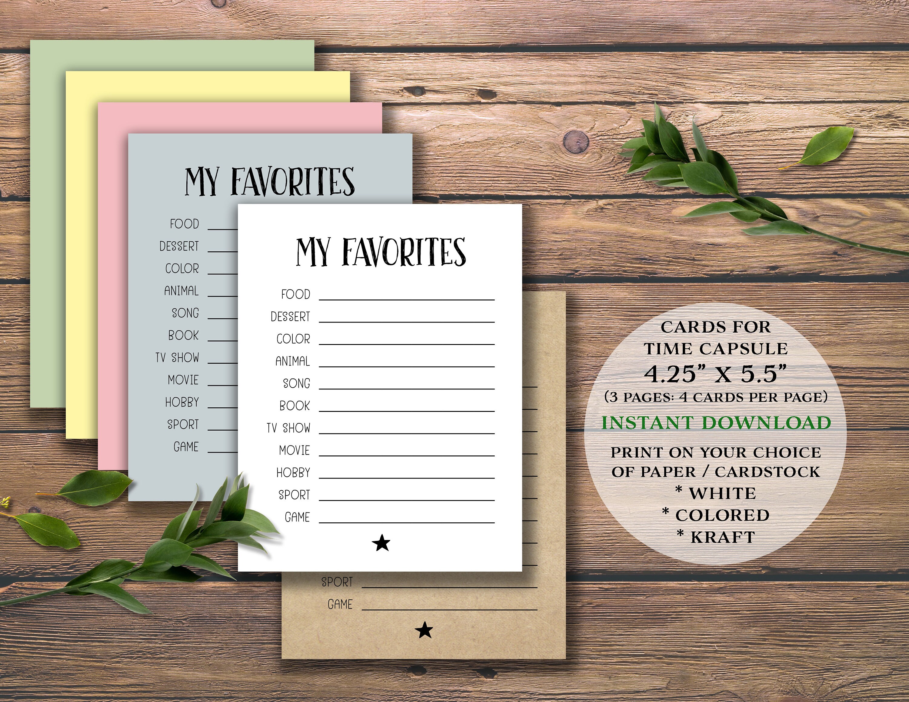 Family Time Capsule. Instant Download Printable. Kids Activities ...