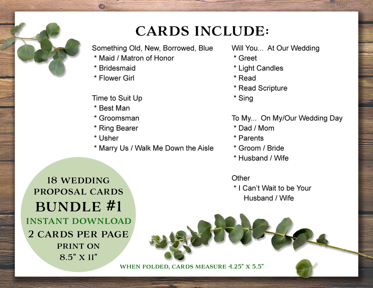 18 Wedding Proposal Cards Bundle 1. Instant Download - Etsy