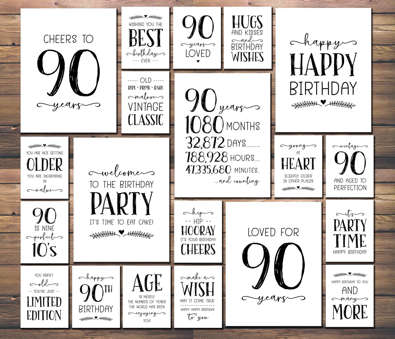 90th Birthday. Sign Bundle. Instant Download Printable. Cheers to 90 ...