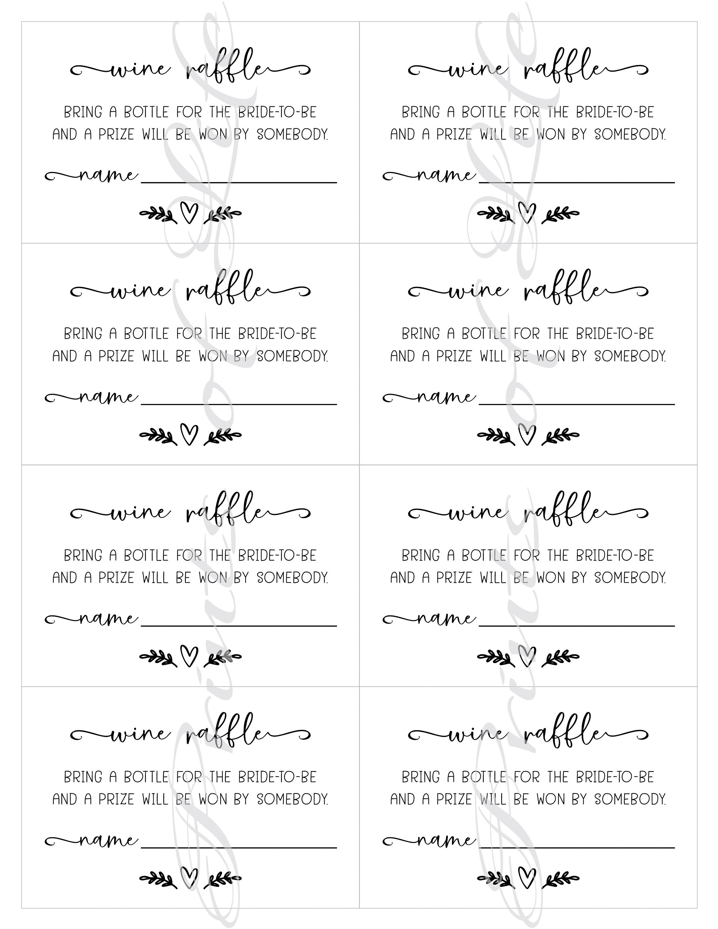 Wine Raffle. Instant Download Printable. Bridal Shower Invite - Etsy Canada