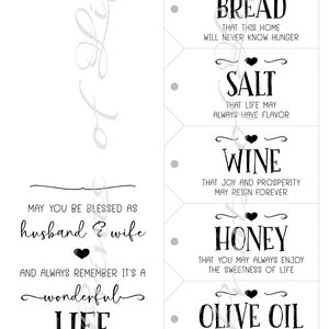 Bread Salt Wine Gift Tags & Card. Wedding Idea. Instant Download ...