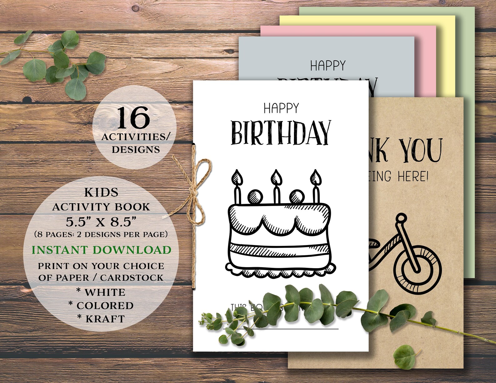 Kid's Birthday Party Activity Book. Coloring Book. Instant | Etsy