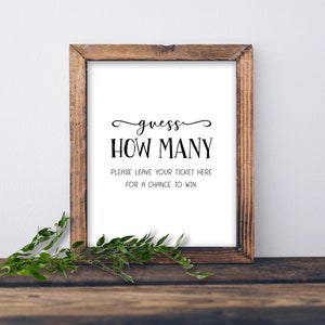Guess How Many. Instant Download Printable. Raffle Ticket Sign Kit ...