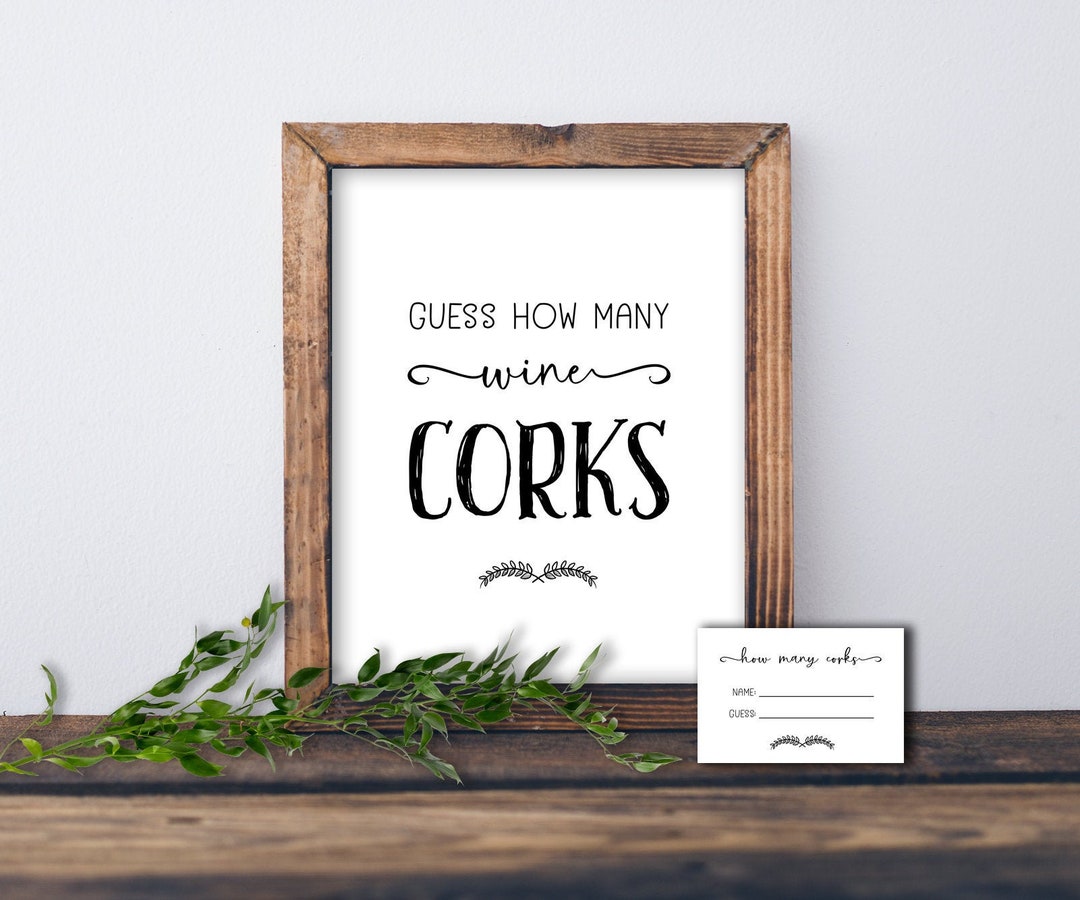 Guess How Many Wine Corks Sign. Instant Download Printable. Bridal ...
